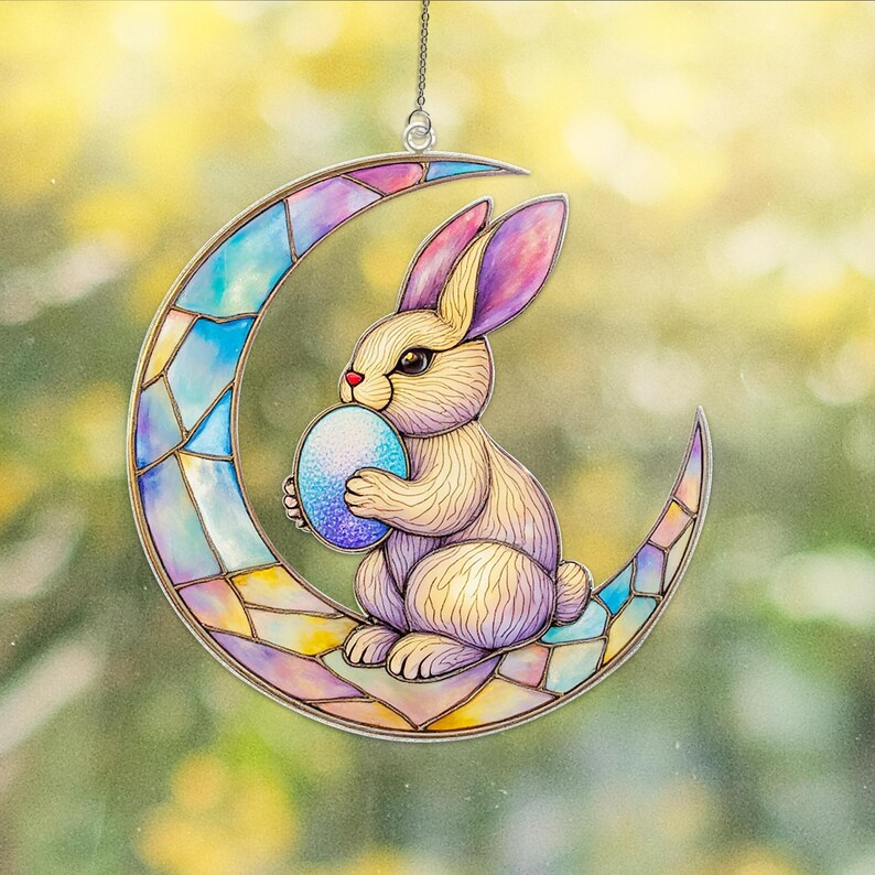Easter Bunny Suncatcher Window Hanging, Rabbit Acrylic Suncatcher ...