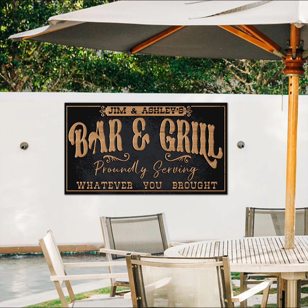 Custom Bar and Grill Metal Sign Personalized Wall Decor for Home Bar ...