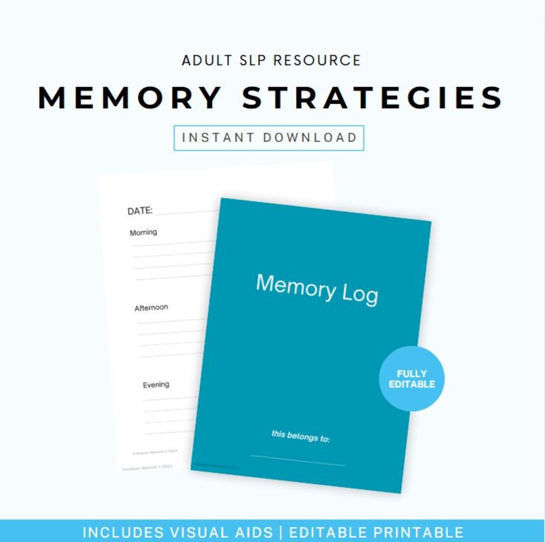 Memory Log Tracker 14 Pages Digital Print File Cognition Dementia SLP ...