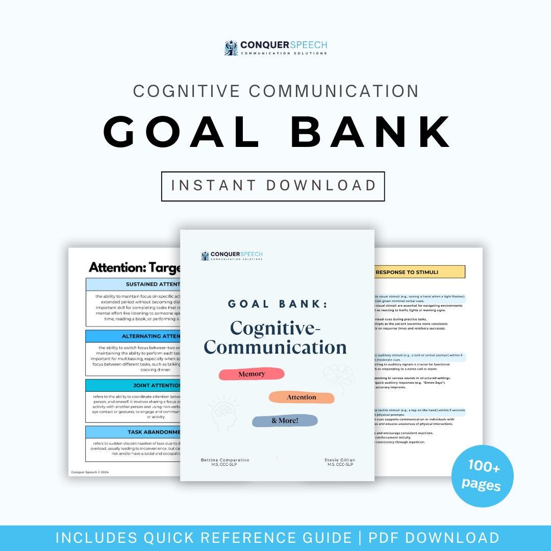 Cognitive Communication Goal Bank Cognition SMART Goals Linguistic ...
