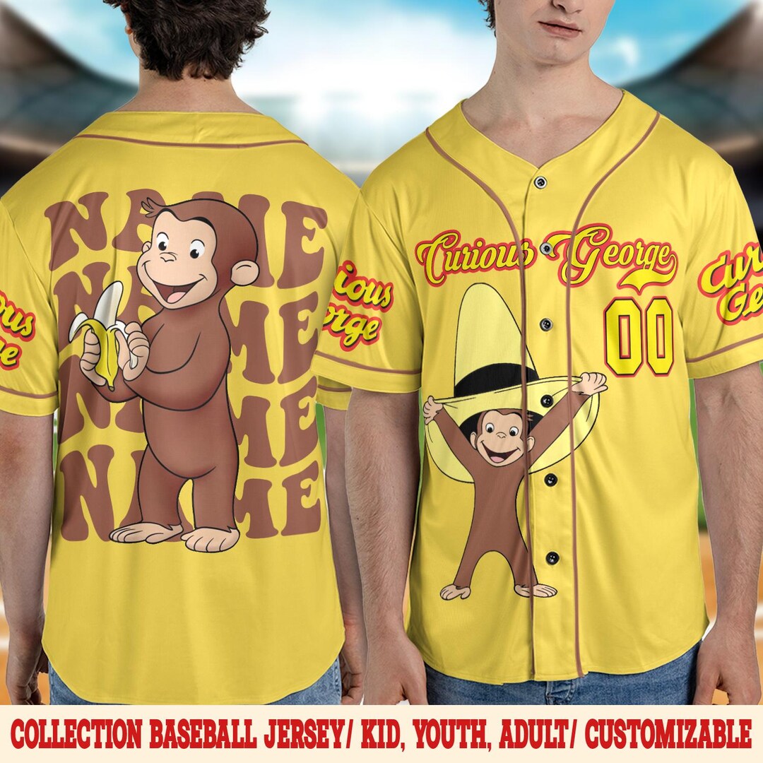 Personalized Curious George Birthday Baseball Jersey,curious George ...