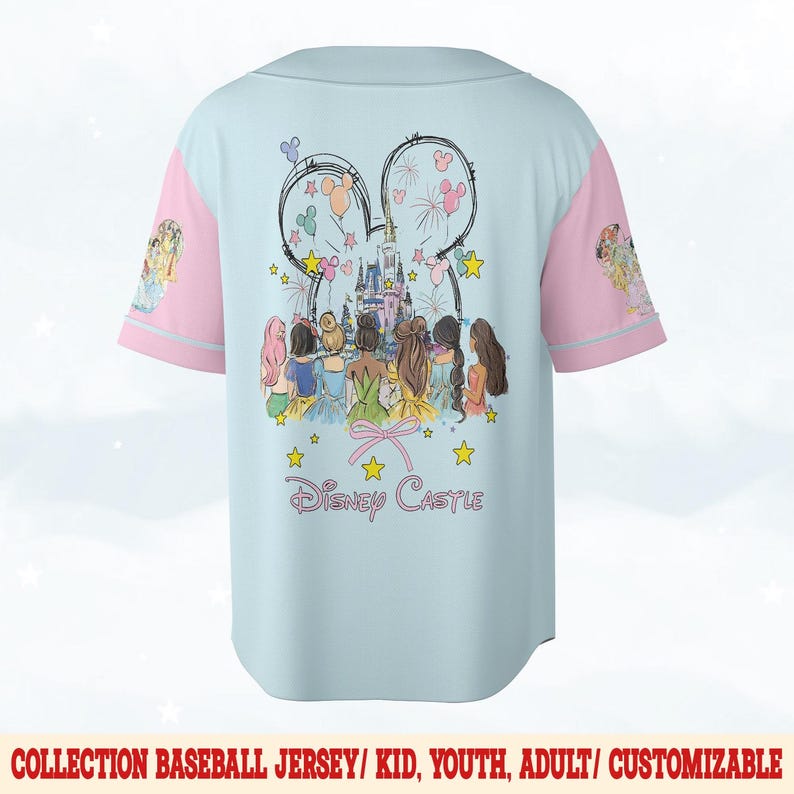 Disney Princess Baseball Jersey, Personalized Name Princess Jersey Kids ...