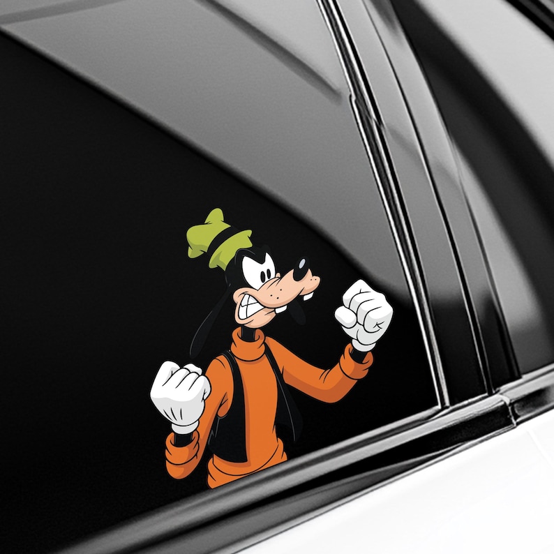 Funny Goofy Peeking Car Window Decal - Bumper Waterproof Vinyl Sticker ...