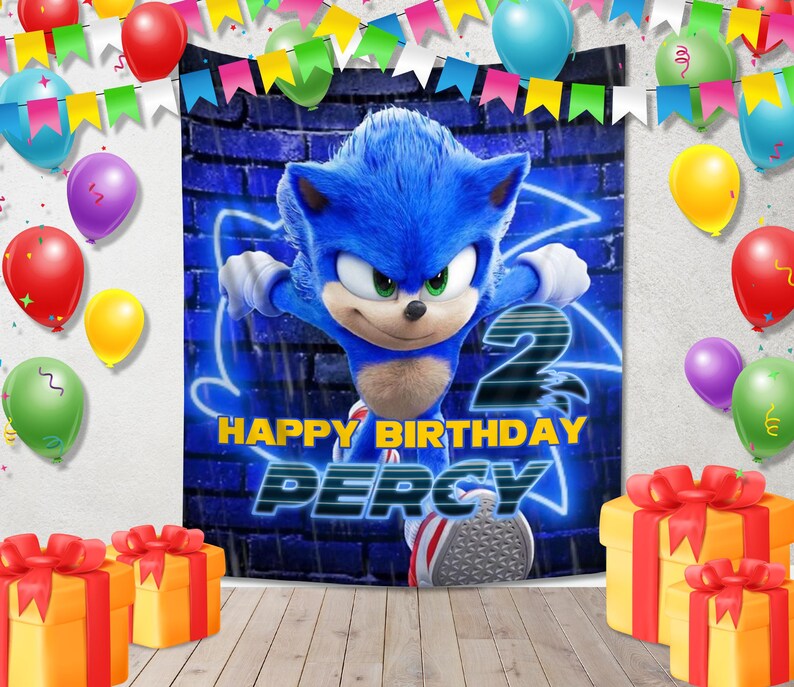 Sonic Birthday, Sonic Birthday Banner, Custom Sonic Backdrop, Kids ...