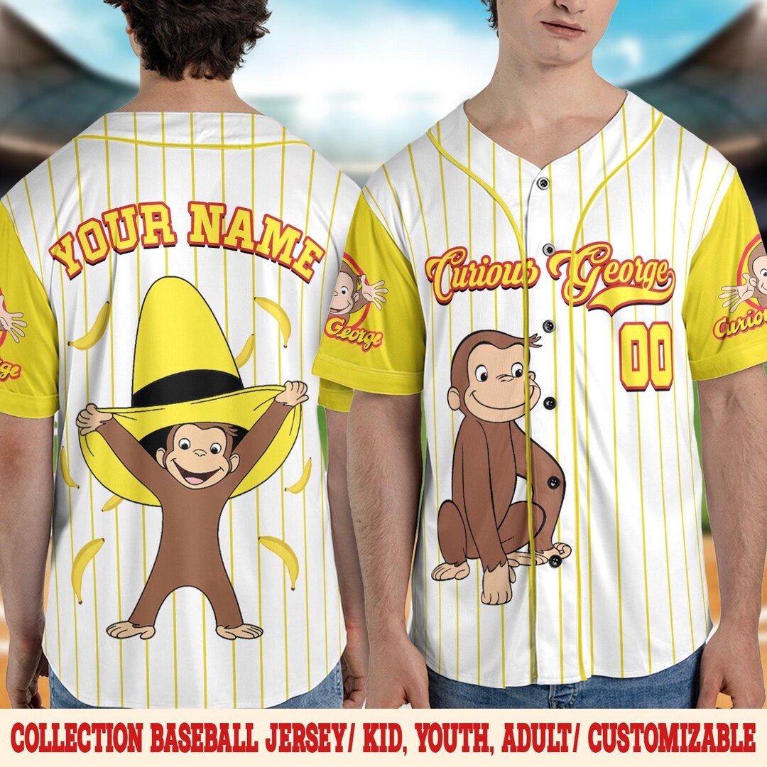 Curious George Birthday Baseball Jersey/curious George Baseball Shirt ...