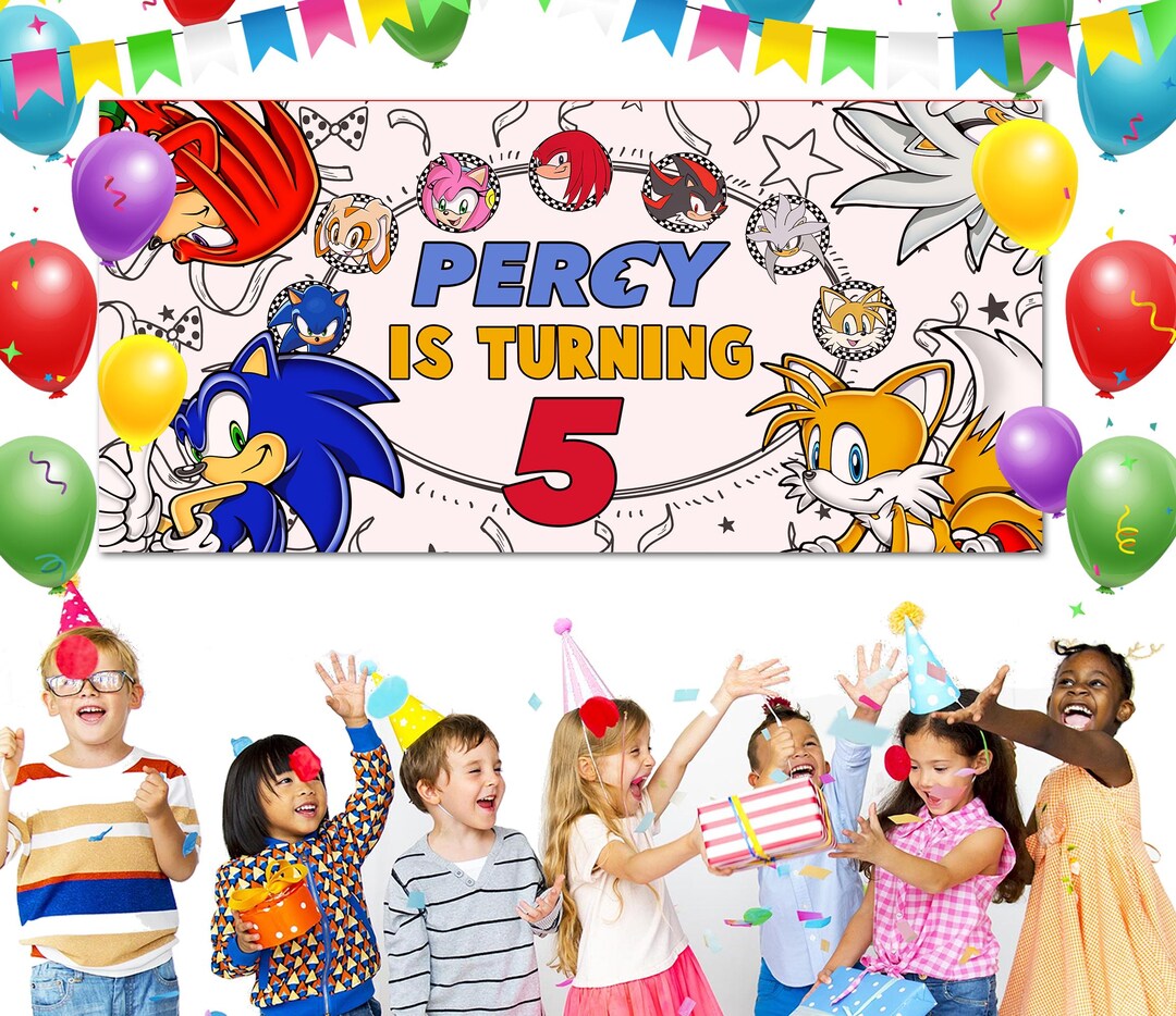 Sonic Birthday Party Backdrop/sonic Hedgehog 3 Birthday Banner/custom ...