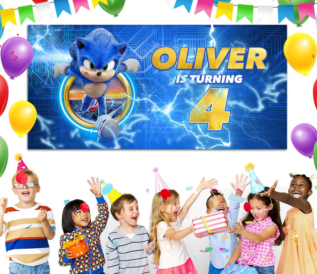 Sonic Birthday Party Backdrop/sonic Hedgehog 3 Birthday Banner/custom ...