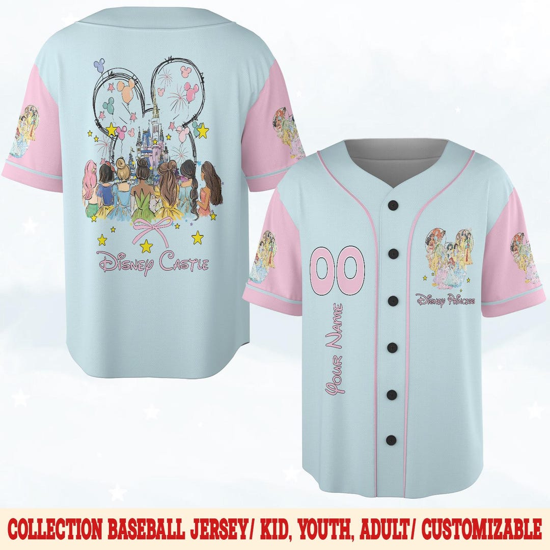 Disney Princess Baseball Jersey, Personalized Name Princess Jersey Kids ...