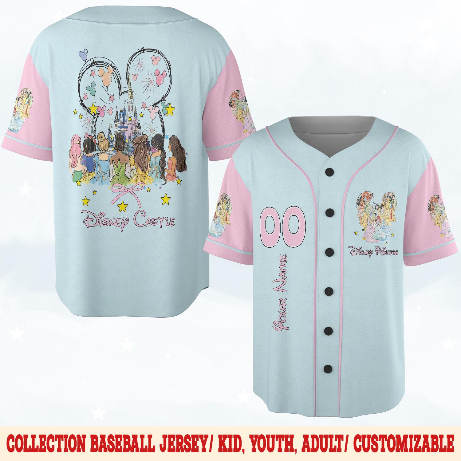 Disney Princess Baseball Jersey, Personalized Name Princess Jersey Kids ...
