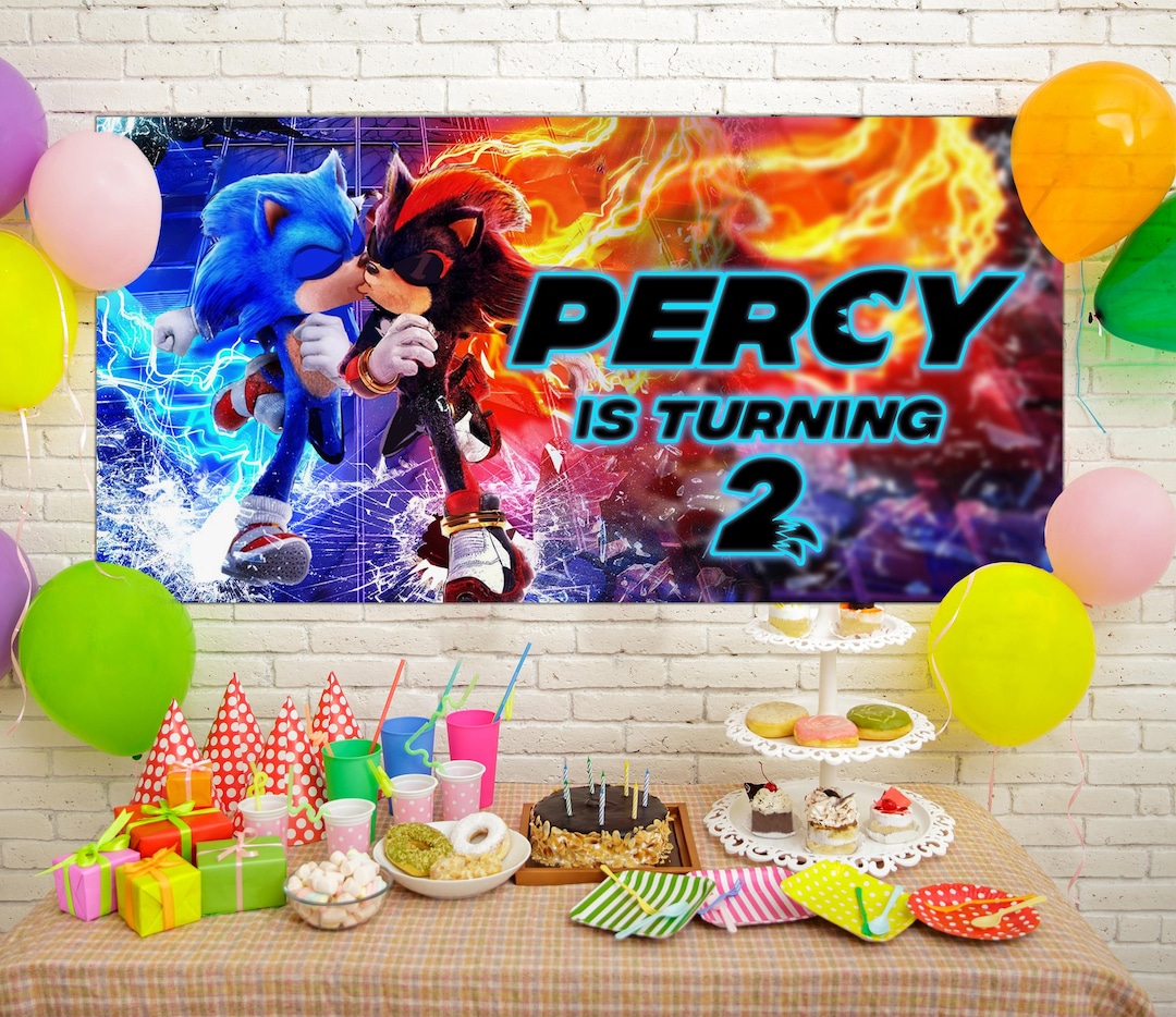 Sonic Birthday Party Backdrop/sonic Hedgehog Birthday Banner/custom ...