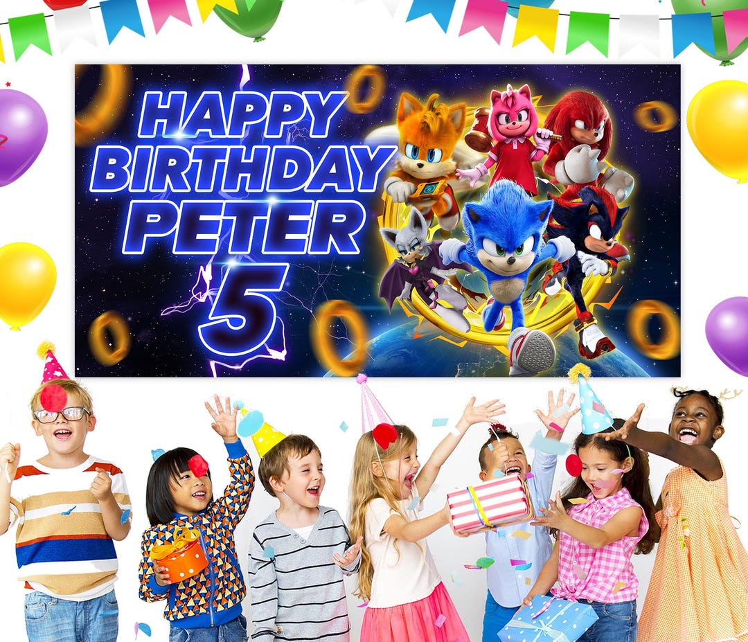 Sonic Birthday Party Backdrop/sonic Hedgehog 3 Birthday Banner/custom ...