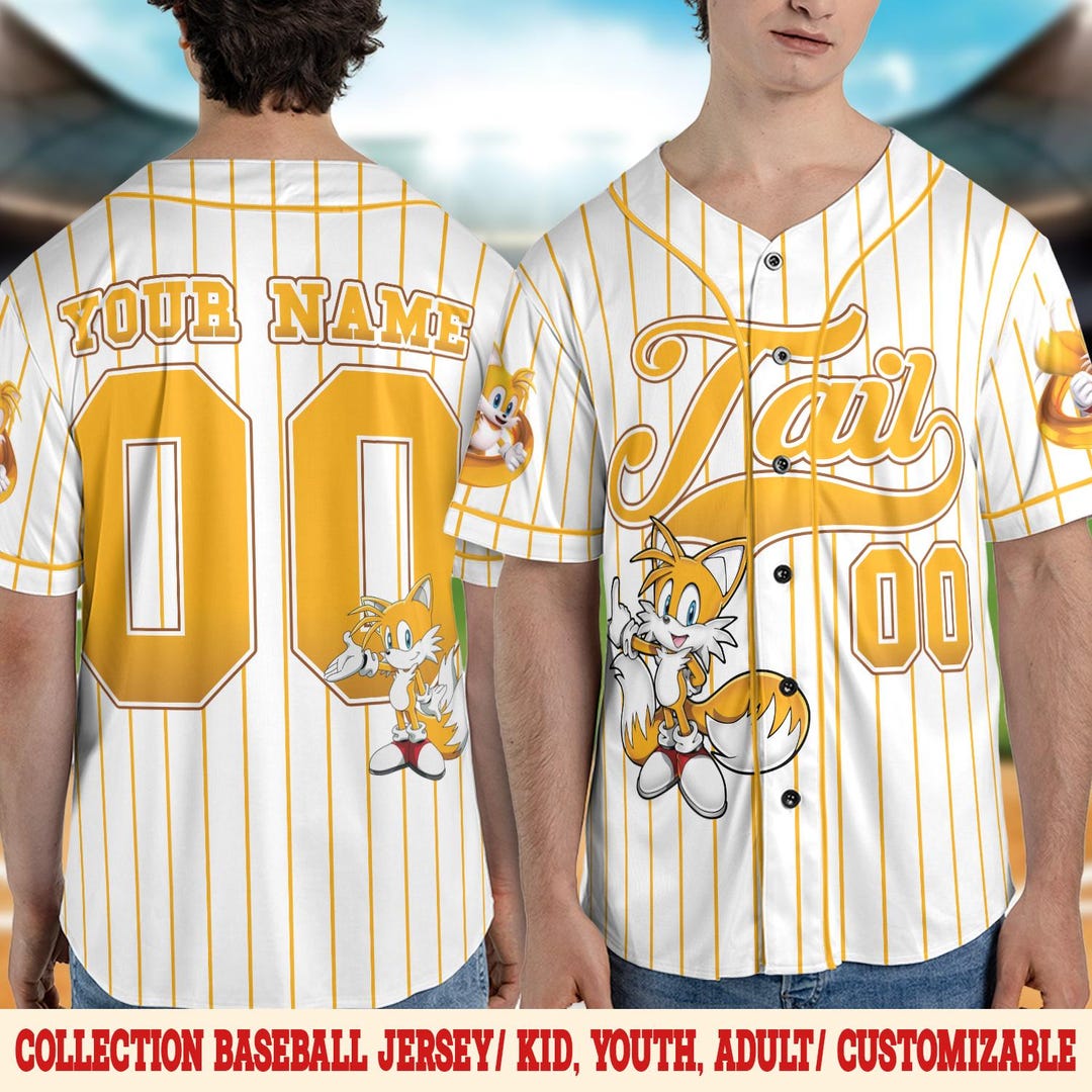 Personalize Sonic Tails the Hedgehog Baseball Jersey, Custom Sonic Kids ...