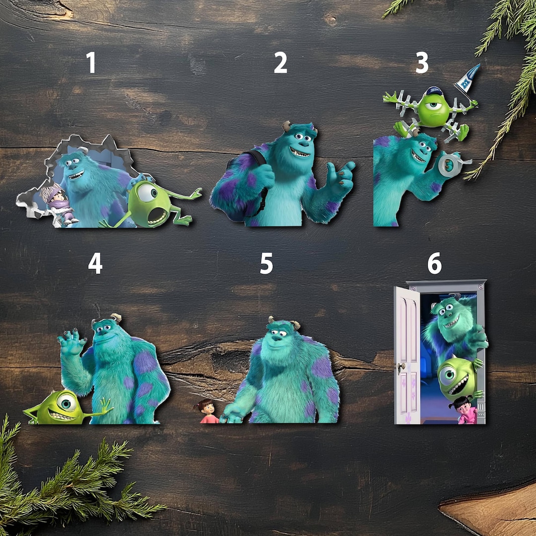 Mike & Sully Peeker Car Decal Monsters Inc Peekaboo Window Bumper Vinyl ...
