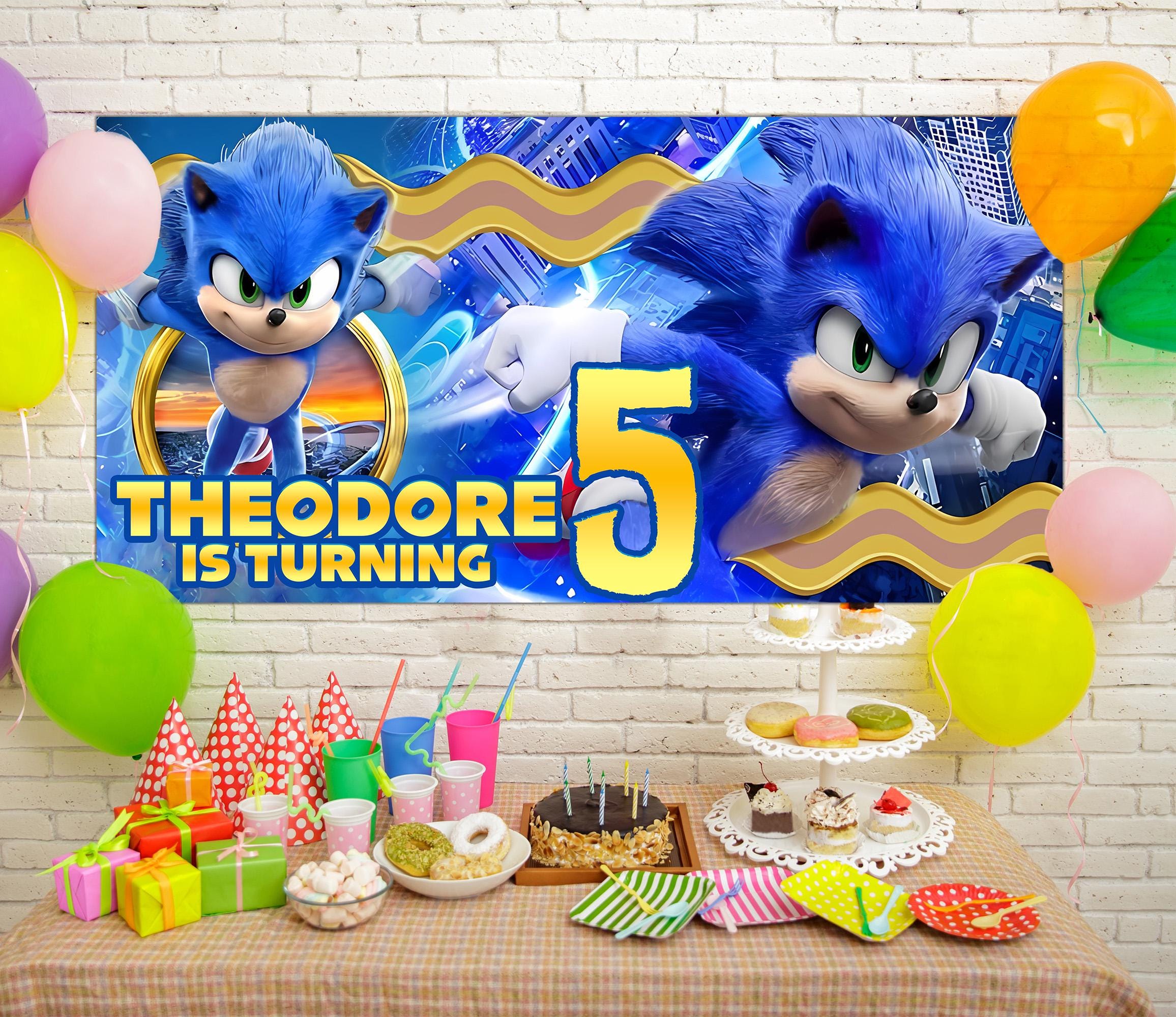 Sonic Birthday Party Backdrop, Sonic Hedgehog Birthday Banner, Custom ...