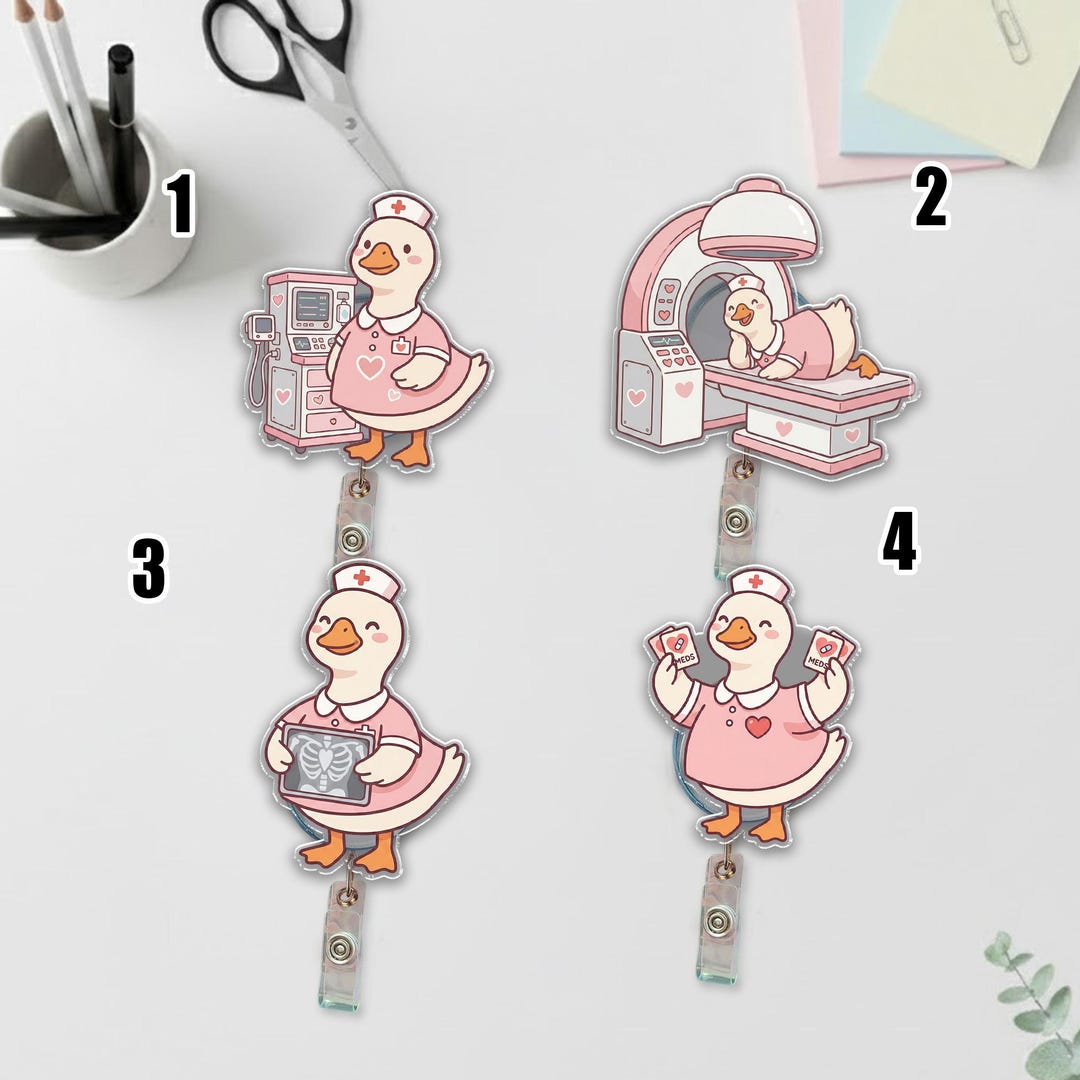 Funny Goose Badge Reel: X-ray Nurse Theme, Retractable Clip, Valentine ...