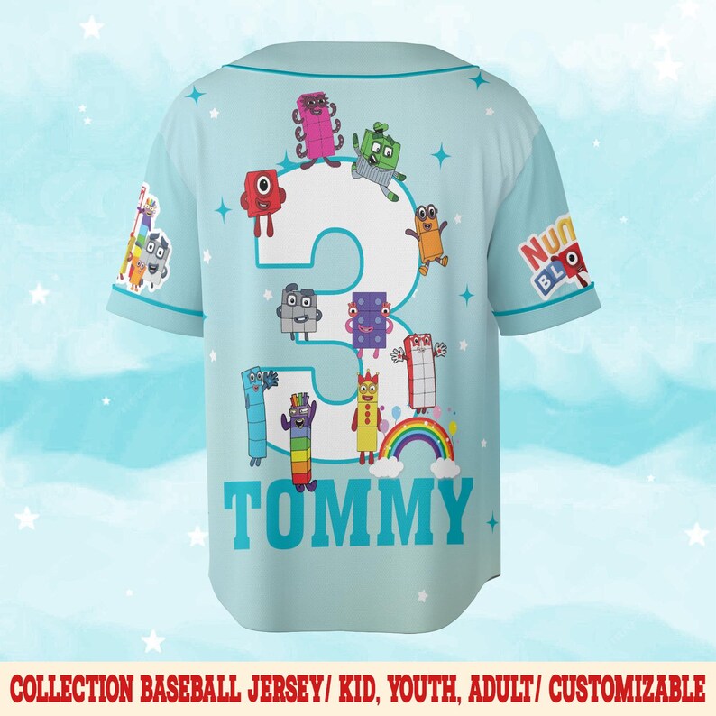 Custom Numberblocks Baseball Jersey, Personalized Numberblocks Kids ...