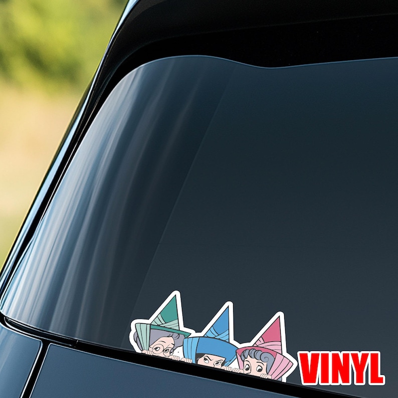 Flora Fauna Merryweather Peeker Sticker, Disney Sleeping Beauty Fairies ...