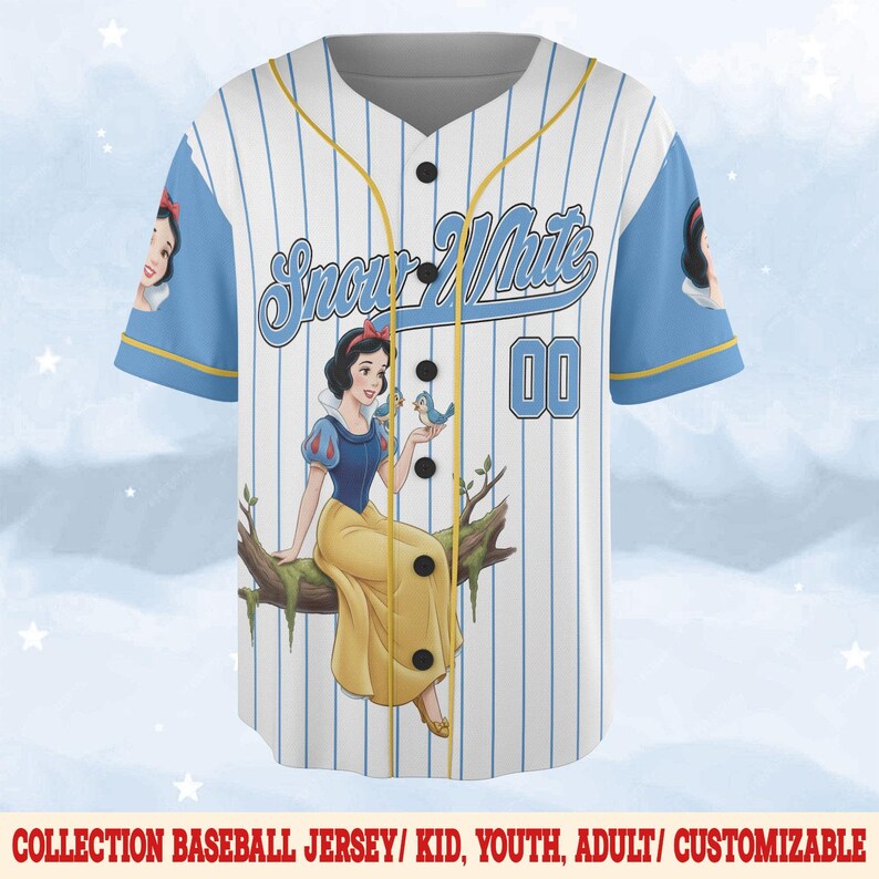 Custom Snow White Baseball Jersey, Personalized Snow White Baseball ...
