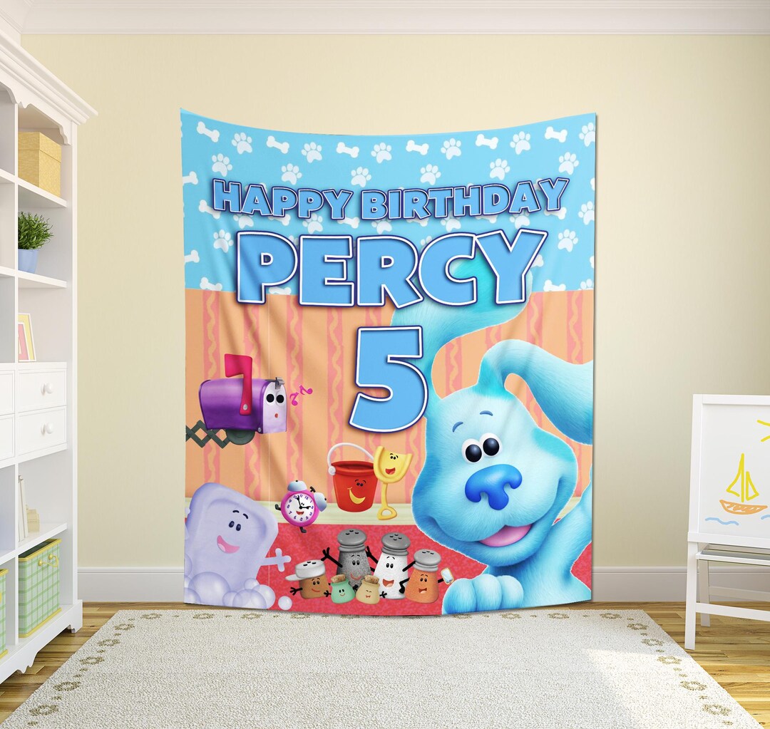 Blues Clues Birthday Backdrop, Blues Clues Personalized Birthday Banner, Personalized Backdrop ...