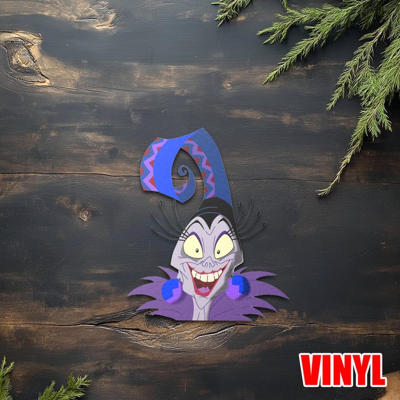Evil Yzma Cat Peeker Sticker – Disney Villain Yzma Peeking Vinyl Decal ...
