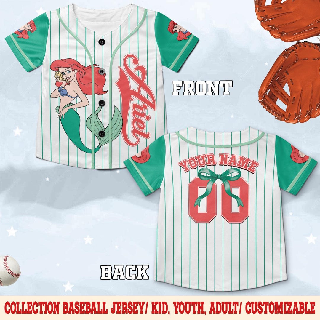 Custom Disney Princess Ariel Baseball Jersey,disney Little Mermaid ...