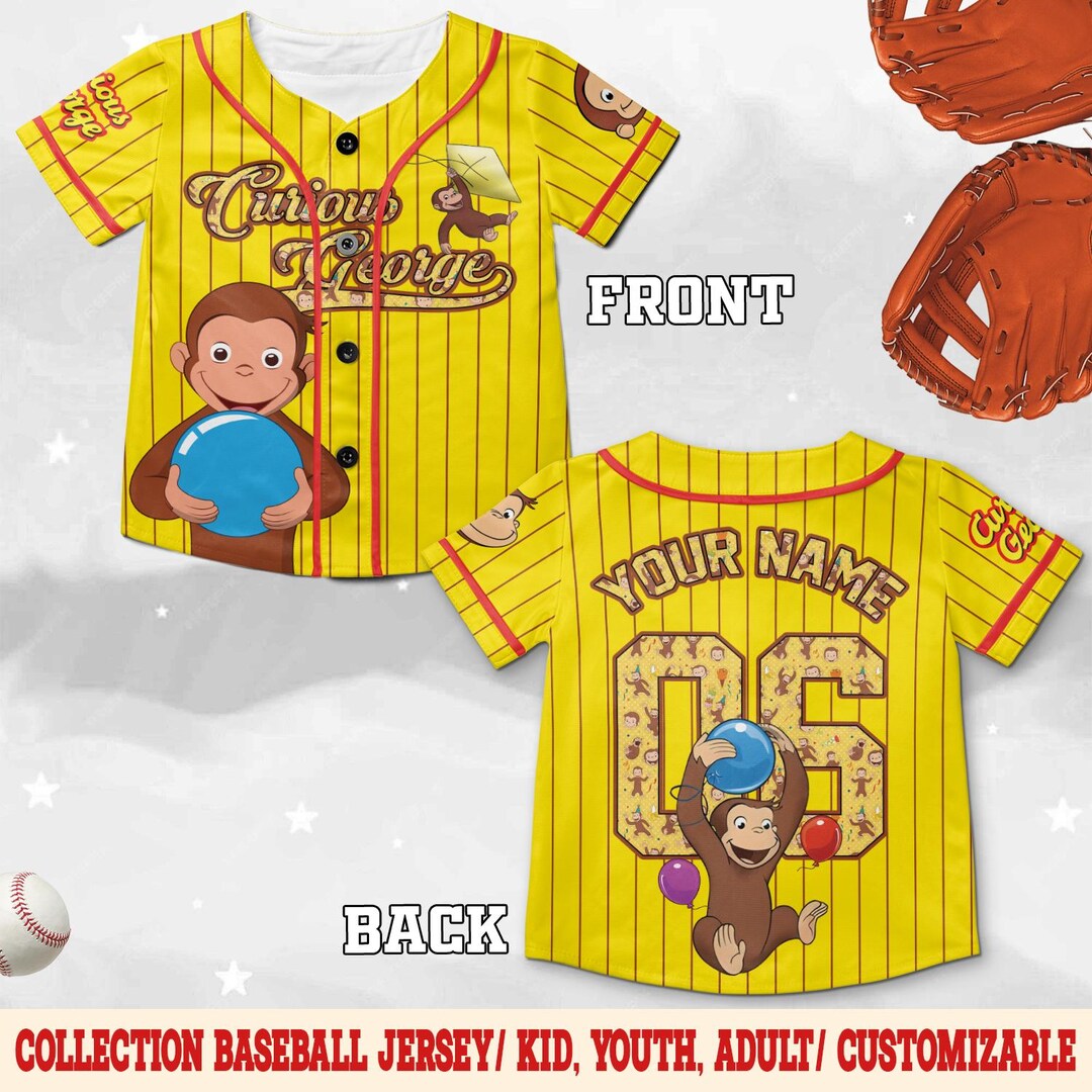 Curious George Birthday Baseball Jersey/curious George Baseball Shirt ...