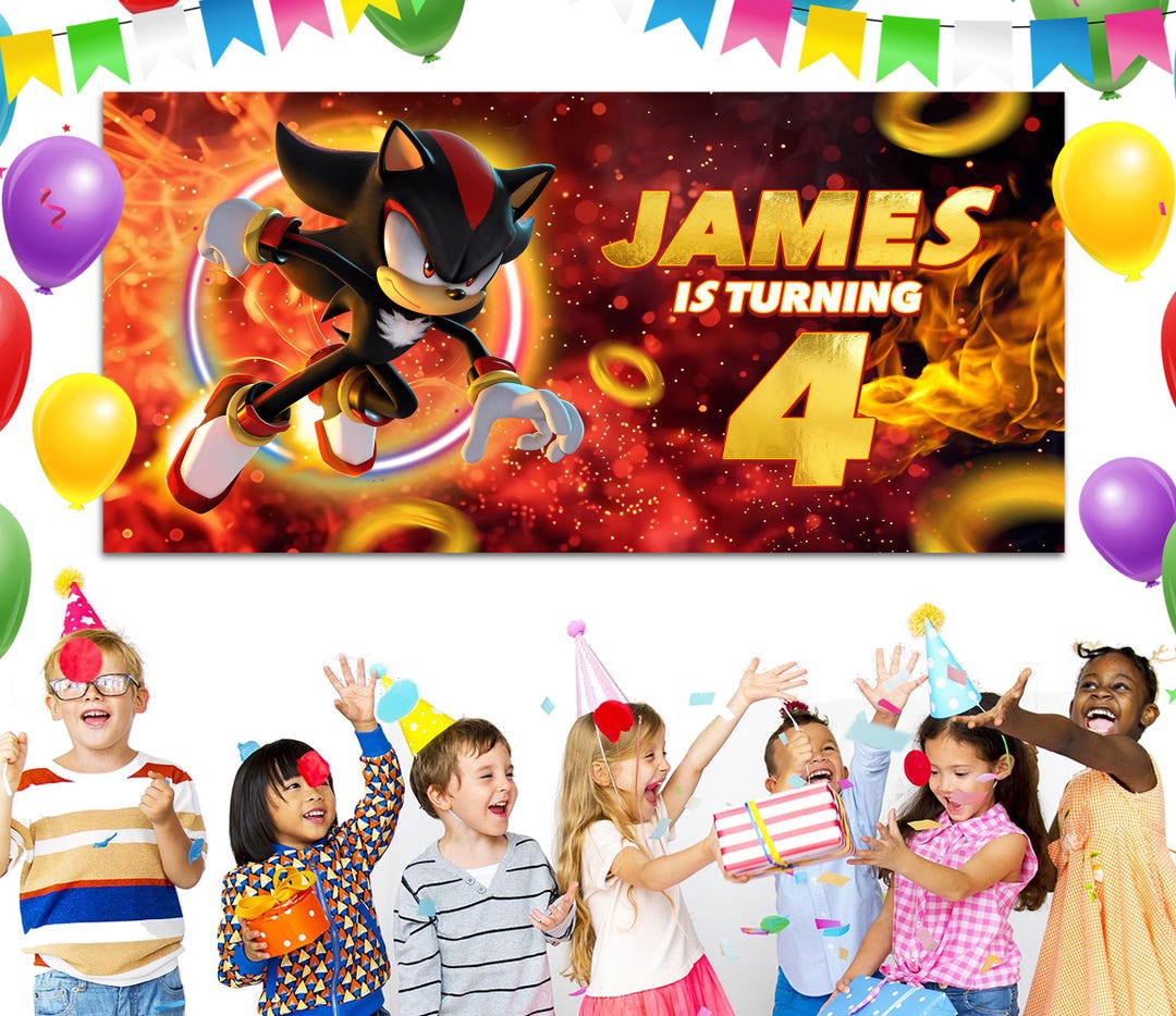 Sonic Birthday Party Backdrop/shadow Hedgehog Birthday Banner/custom ...