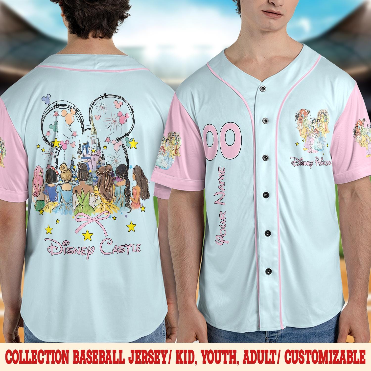 Disney Princess Baseball Jersey, Personalized Name Princess Jersey Kids ...