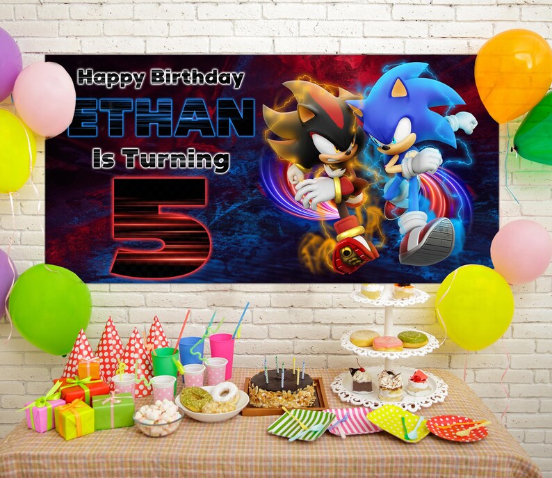 Sonic Birthday Party Backdrop Sonic Birthday Banner Custom Sonic ...