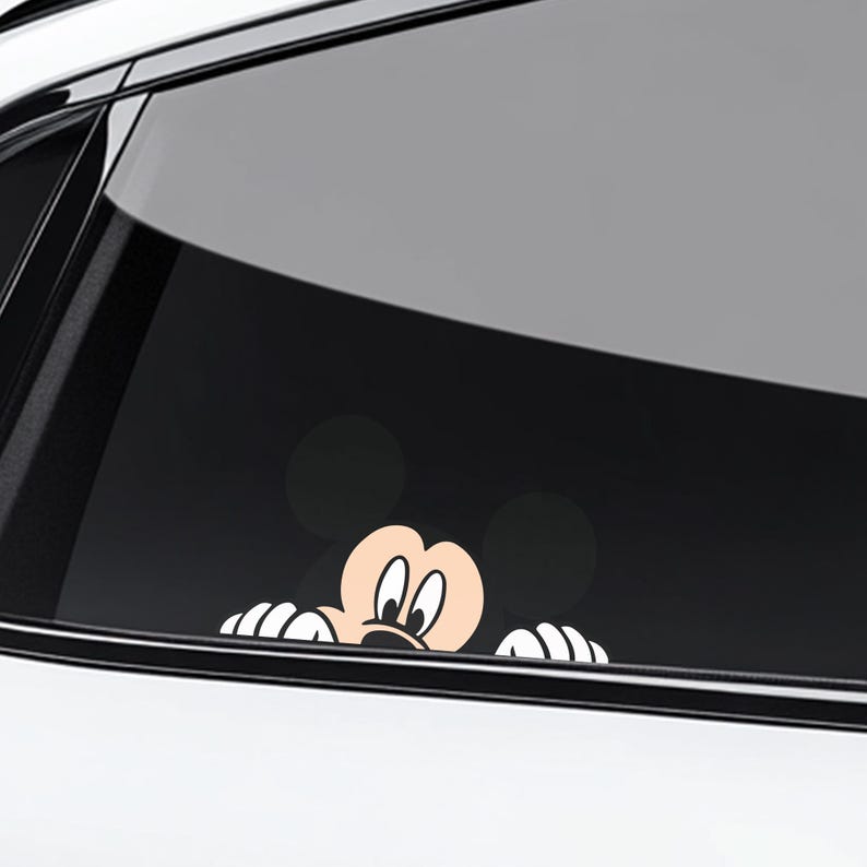 Mickey Mouse Peekaboo Sticker, Peeker Car Window Vinyl Decal, Funny ...
