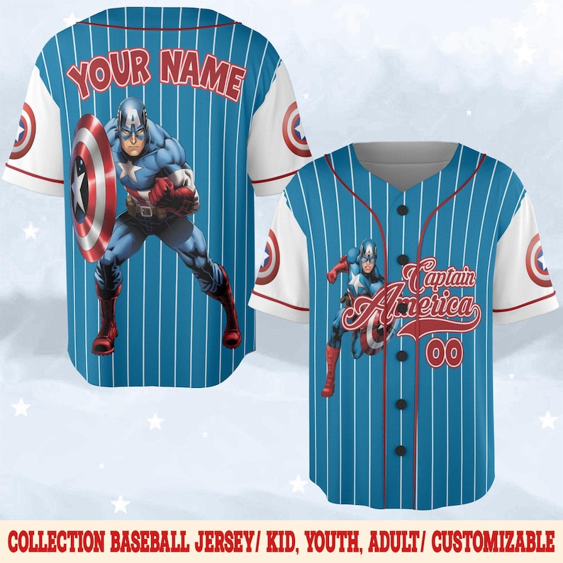 Personalized Marvel Captain America Baseball Jersey, Superheroes ...