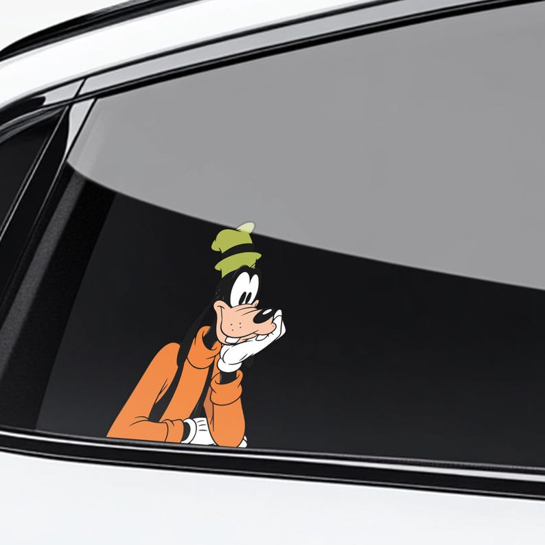 Funny Goofy Peeking Car Window Decal - Bumper Waterproof Vinyl Sticker ...