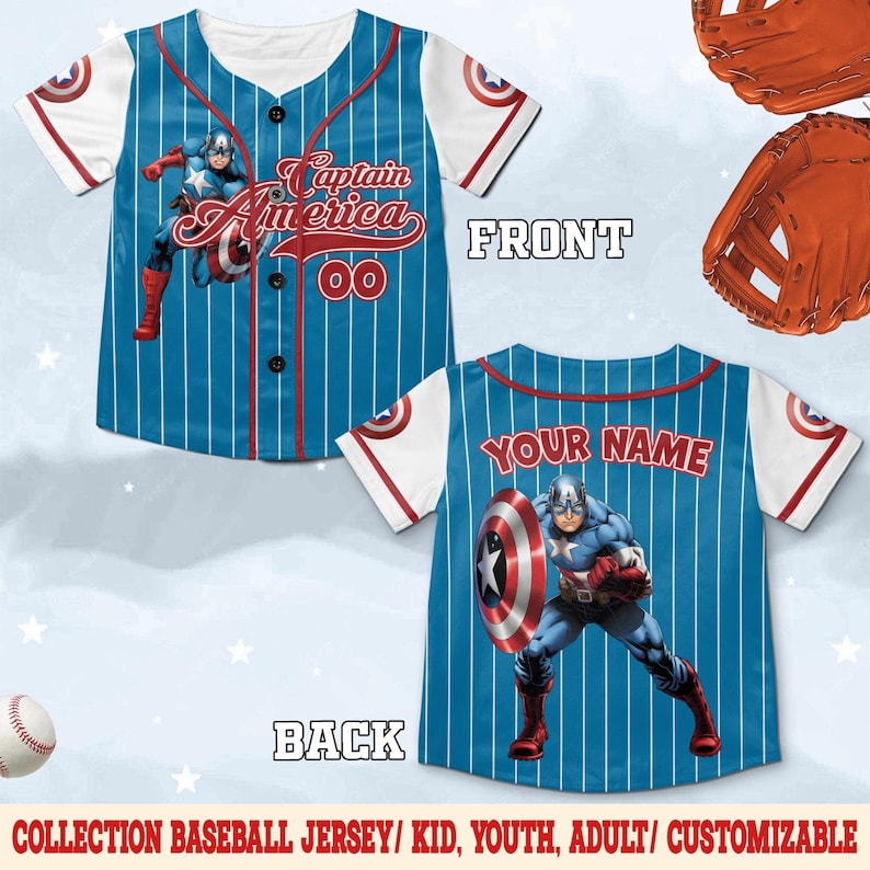 Personalized Marvel Captain America Baseball Jersey, Superheroes ...