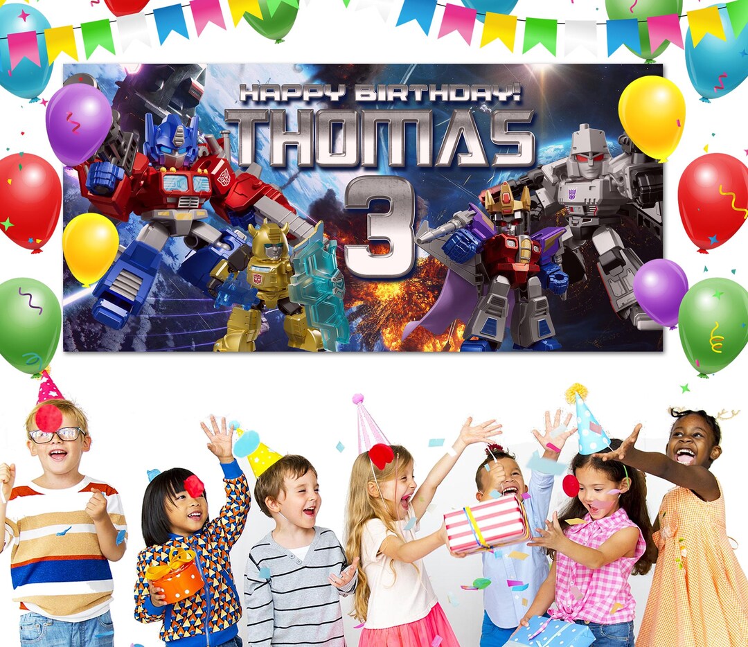 Transformers Birthday Party Banner, Transformers Birthday Backdrop ...