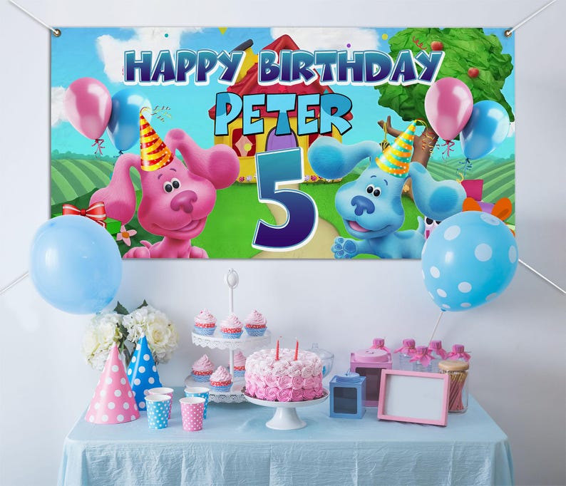 Customized Blue's Clues Birthday Banner, Blue's Clues Party Backdrop, Vinyl Birthday Decoration ...