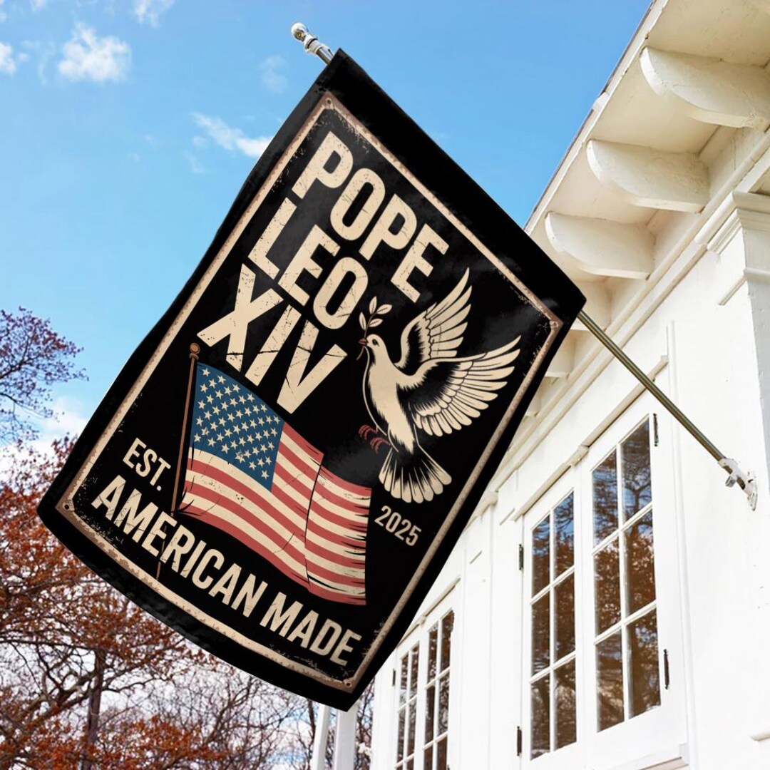 Pope Leo XIV First American Pope Flag, Retro Cardinal Robert Francis ...