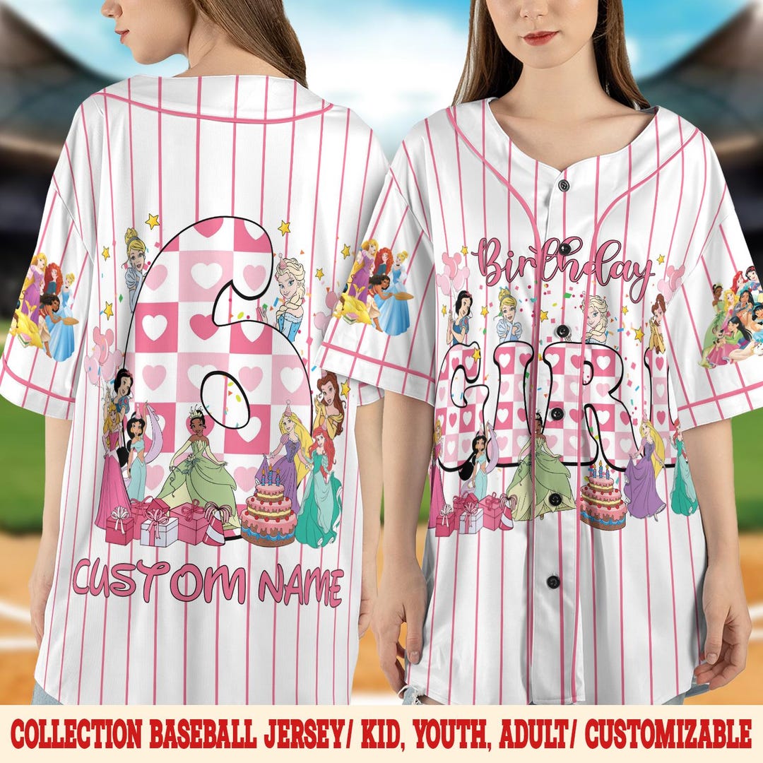 Personalized Disney Princess Birthday Baseball Jersey, Custom Name ...