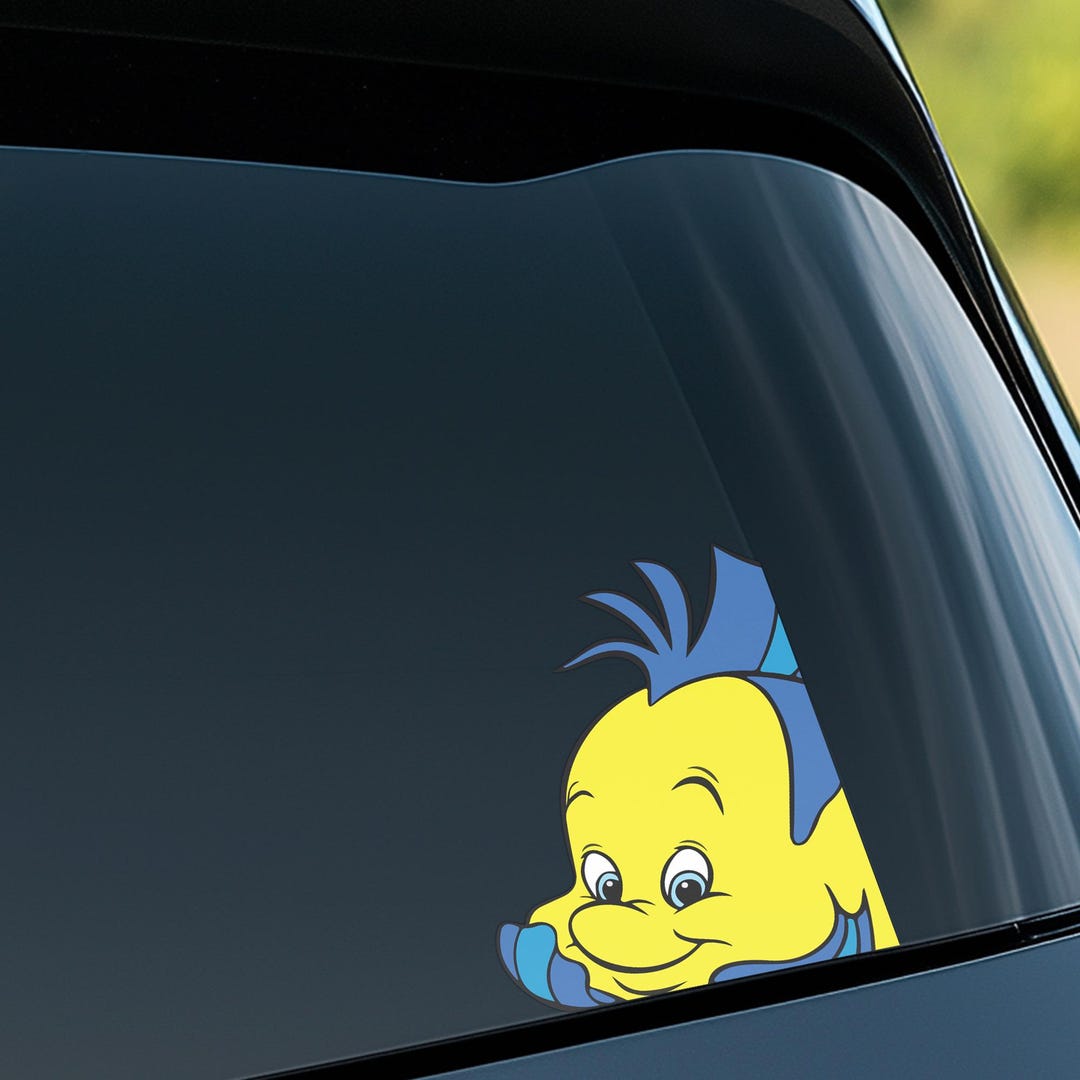 Flounder Peeker Transparent Car Decal/ Mermaid Sidekick Peekaboo Window ...