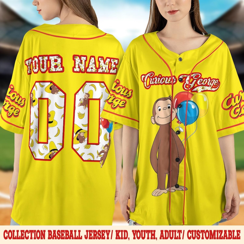 Curious George Birthday Baseball Jersey, Curious George Baseball Shirt ...