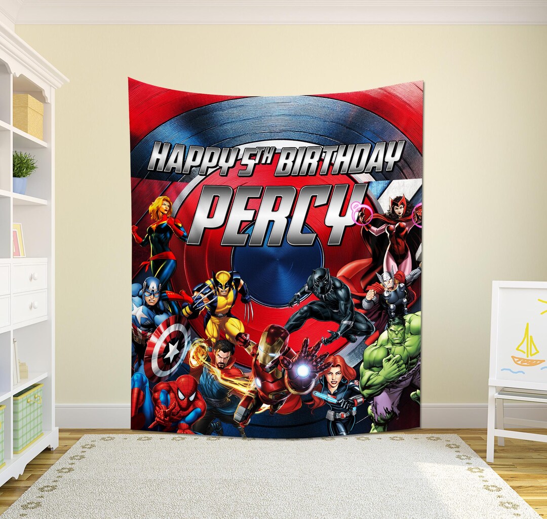 Avengers Birthday Backdrop, Superhero Birthday Banner, Avengers Party ...