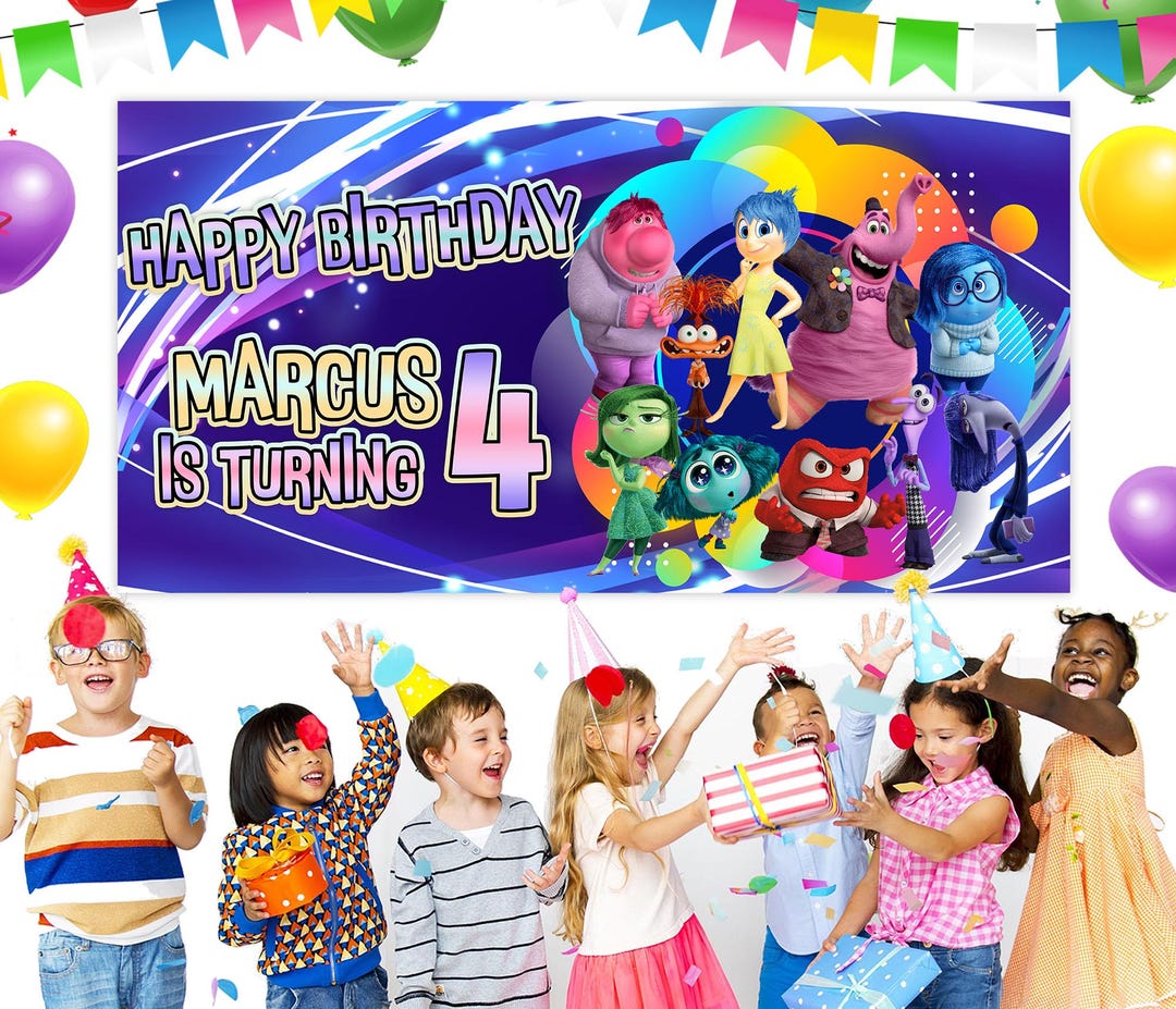 Disney Inside Out Birthday Banner, Inside Out Halloween Party Backdrop ...