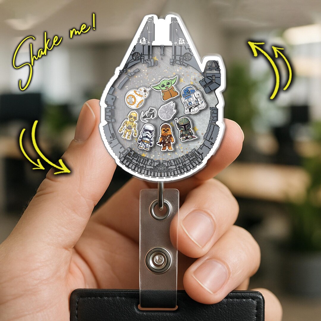 Custom Disney Star Wars Shaker Badge Reel, Disney Galaxy Acrylic ID ...