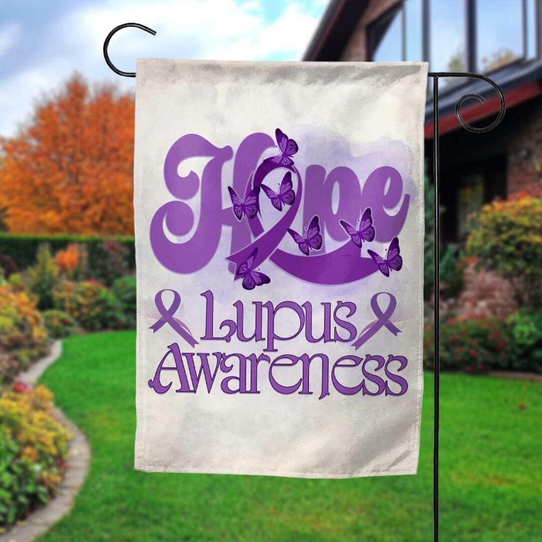 Lupus Awareness Garden Flag, Lupus Ribbon Flag, Fibromyalgia Flag ...