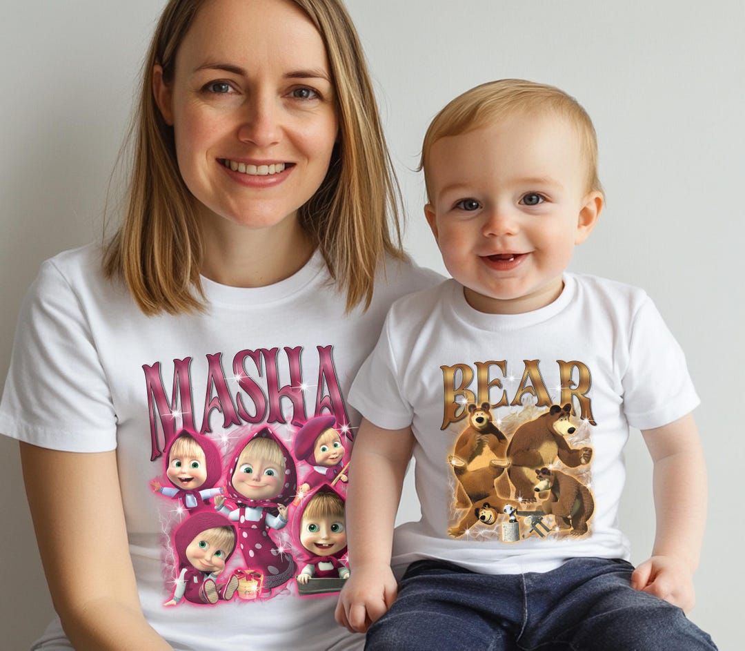 Masha and the Bear Bootleg Style Birthday Theme Shirt, Personalized ...