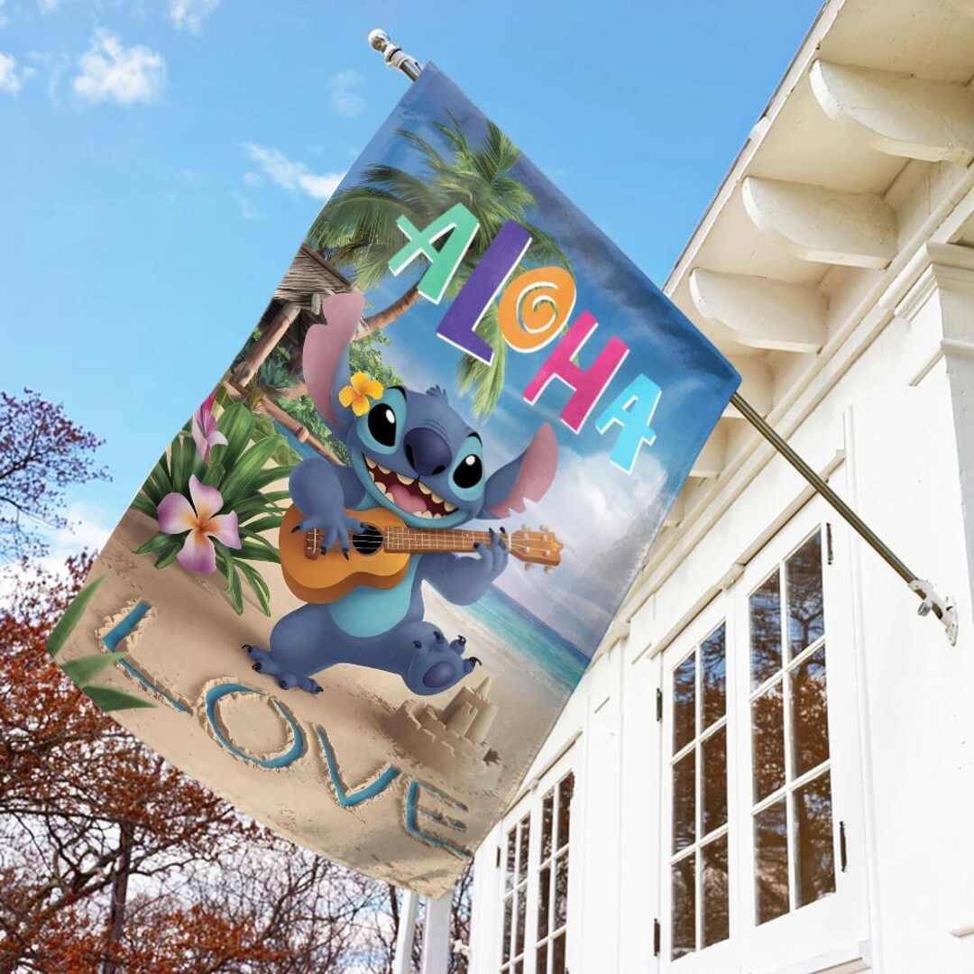 Lilo and Stitch 2025 Flag, Disney Lilo and Stitch Ohana Welcome Flag ...