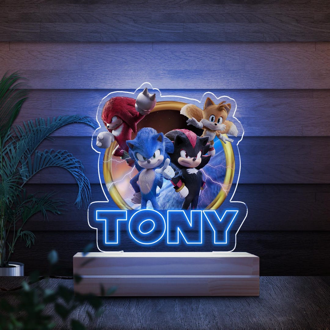 Custom Sonic LED Night Light | Personalized Engraved Sonic the Hedgehog ...