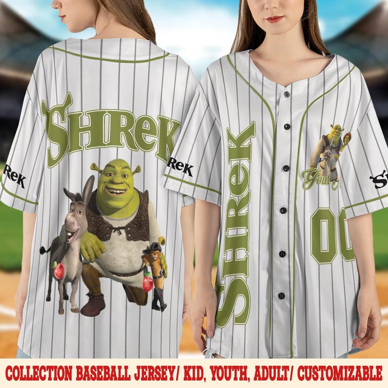 Personalize Shrek Baseball Jersey, Disney Fiona Princess Gift, Funny ...