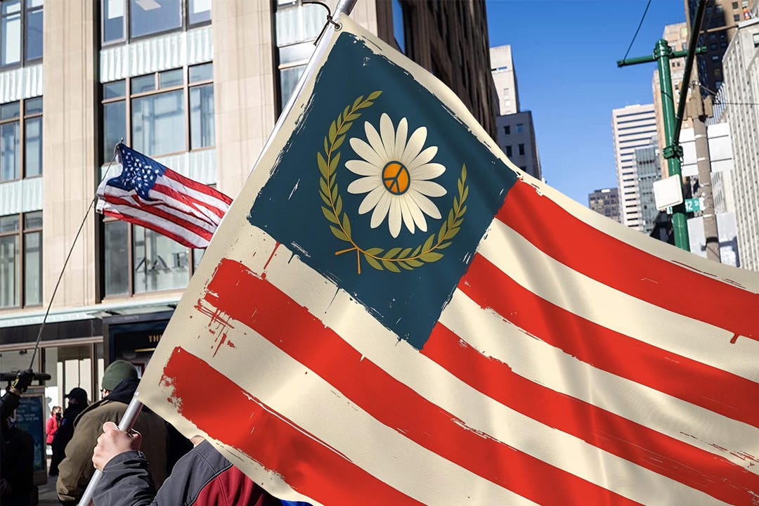 Peace Sign US Flag House Flag, Peace Sign House Flag, Imagine All the ...