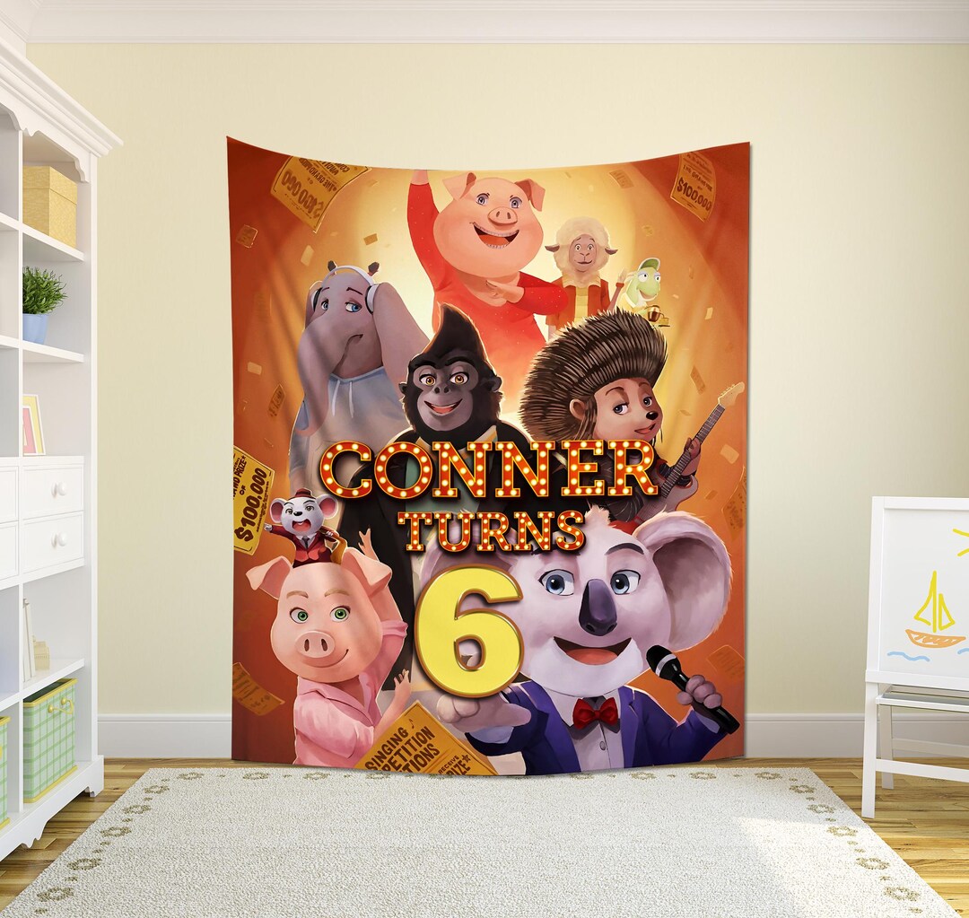 Sing 2 Birthday Party Backdrop | Custom Name Banner & Poster | Sing 2 ...