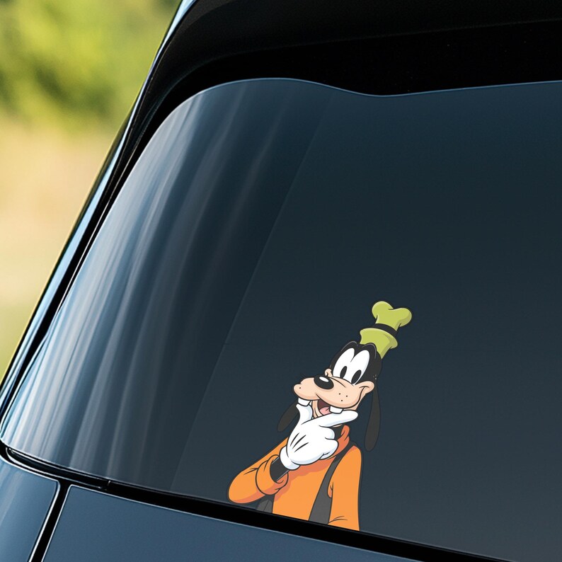 Funny Goofy Peeking Car Window Decal - Bumper Waterproof Vinyl Sticker ...